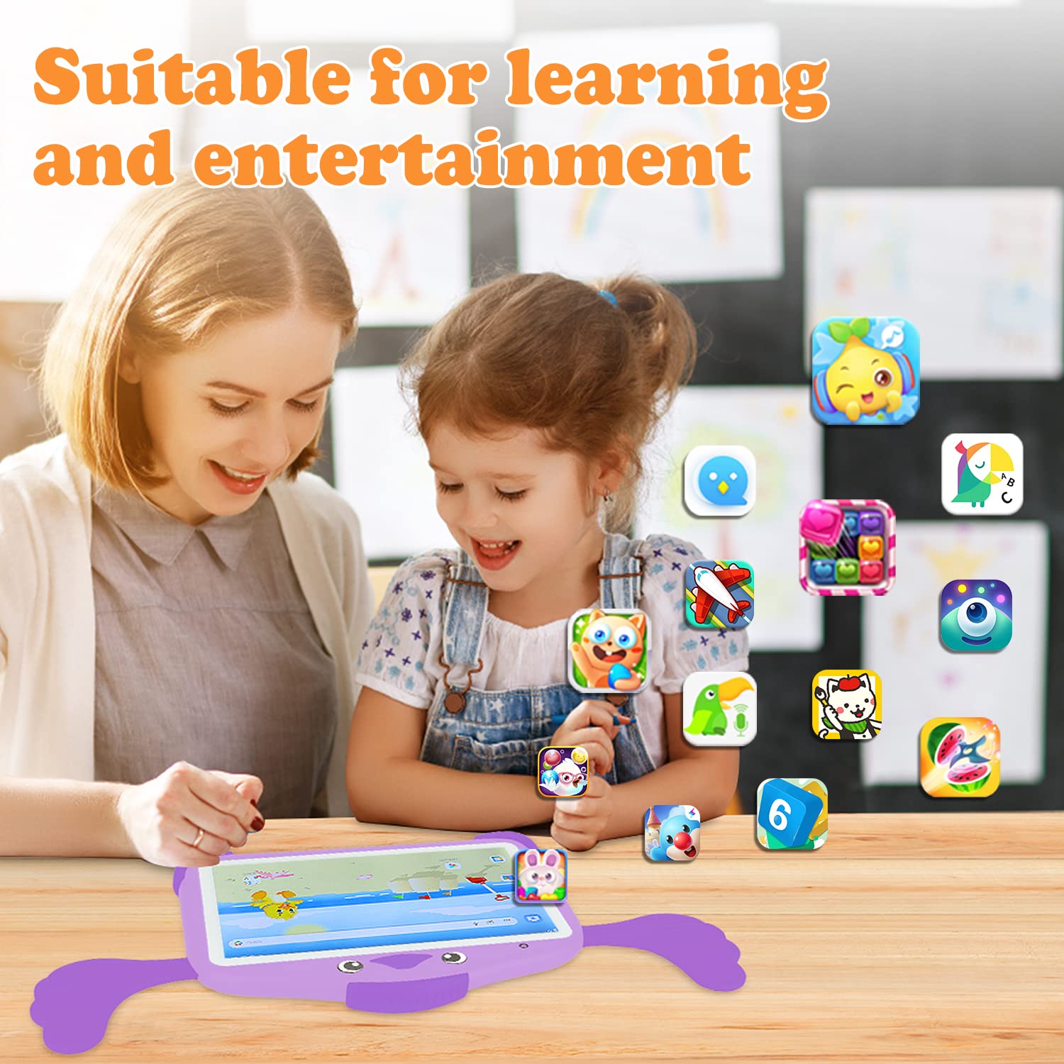 Kids Tablet Android 11 Tablet for Kids 2GB 32GB Kids Tablets Parental Control, Toddler Tablet with Kid-Proof Case Dual Camera, WiFi (10 inch Kids Tablet)