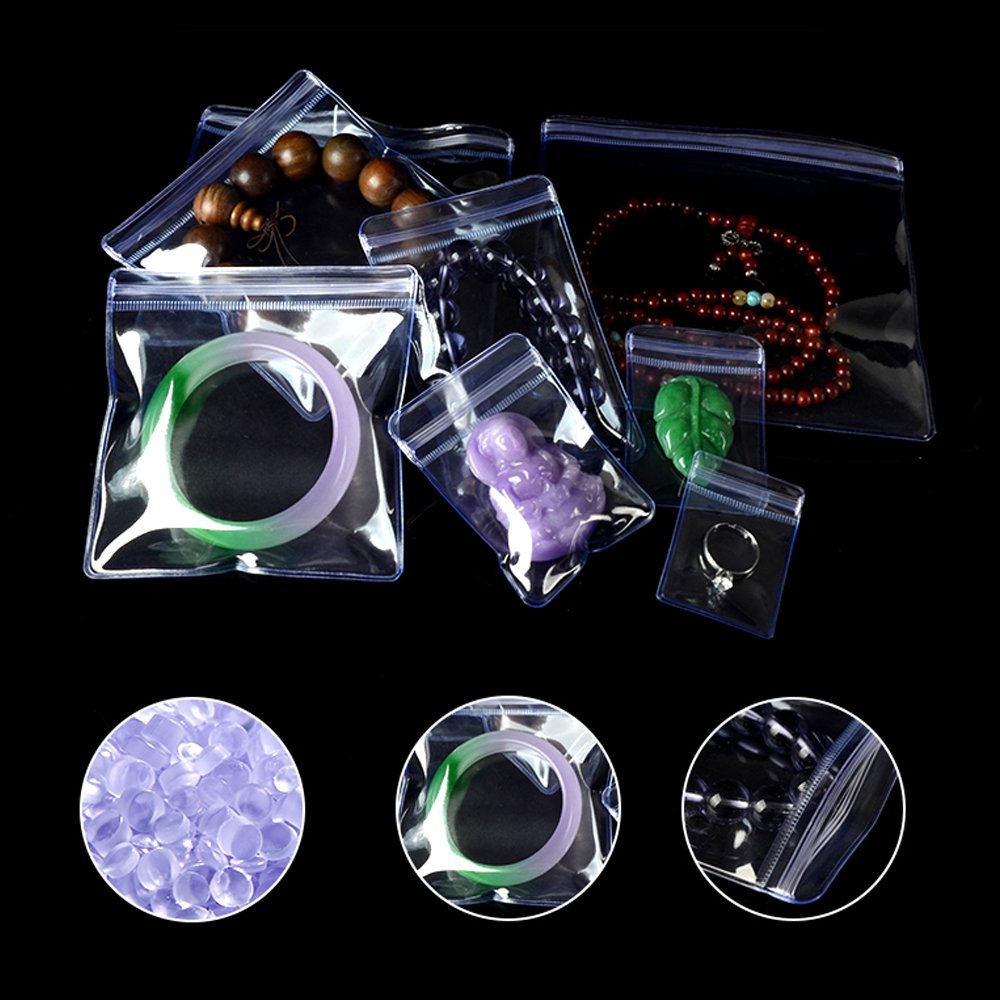 PABCK 100 Pack (1.49x1.89 inch Usable Size) PVC Clear Reclosable Zipper Lock Wrapping Jewelry Anti-Oxidation Poly Bag Resealable Jewellery Rings Earrings Accessories Pouch