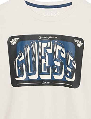 GUESS boys Digital Print Logo Organic Cotton T-shirt T Shirt, Muted Stone, 8 Years US