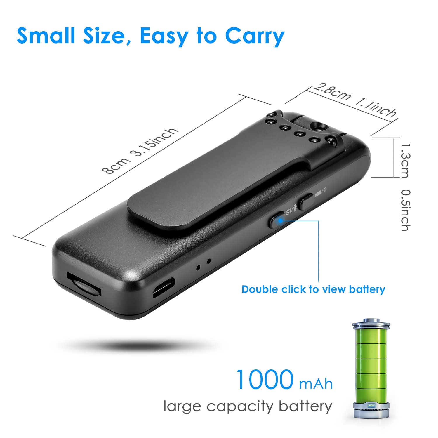 Mini Body Camera Video Recorder, Auto Night Vision Camera, Pocket Camera, Tiny Camera, Nanny Small Cam, Small Security Camera for Home Outdoor Office Etc (with 32G Super high-Speed Memory Card)