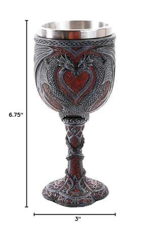 Pacific Giftware Double Dragon Heart Love Goblet Wine Cup 7 inch