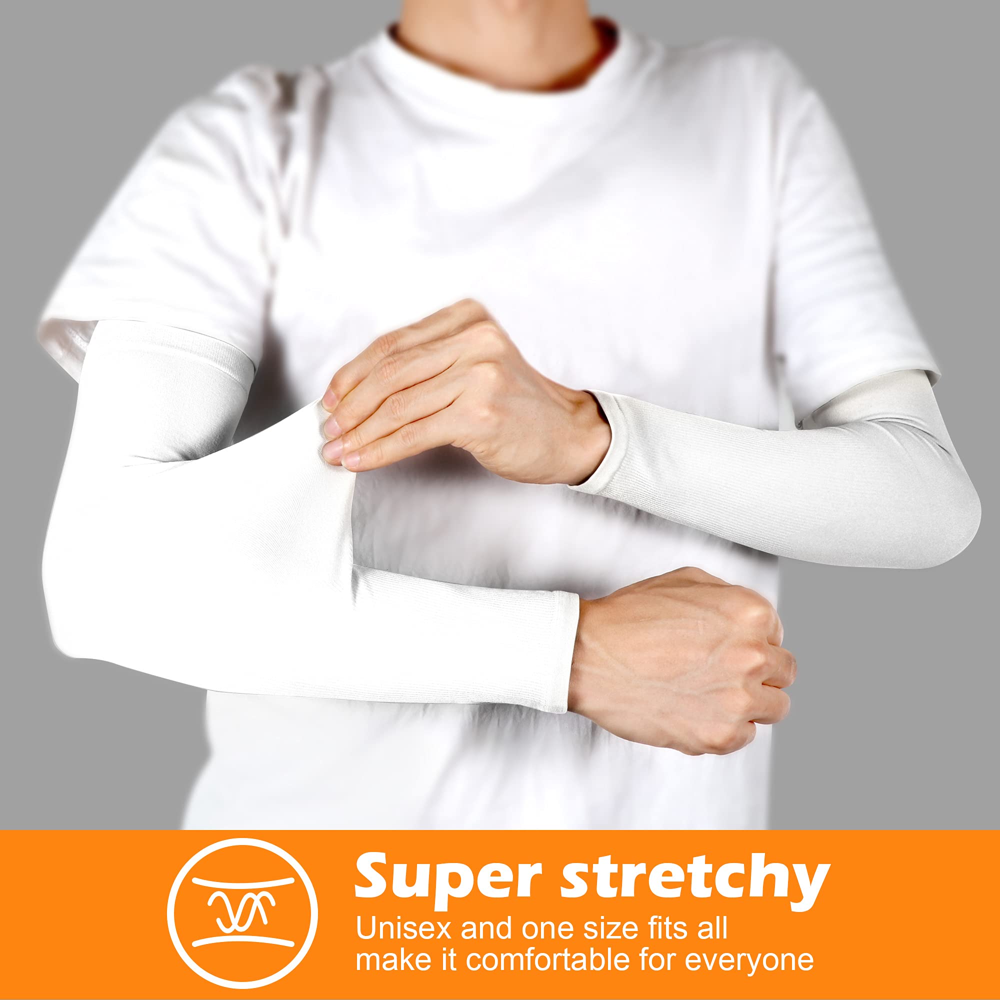 Forhaha 4 Pairs Sun Protection Cooling Arm Sleeves, UPF 50 Sleeves for Men and Women, White