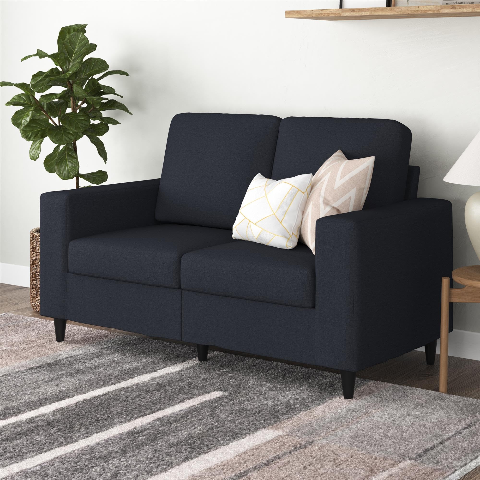 REALROOMS Coral Loveseat 2 Seater Upholstered Sofa, Green Velvet