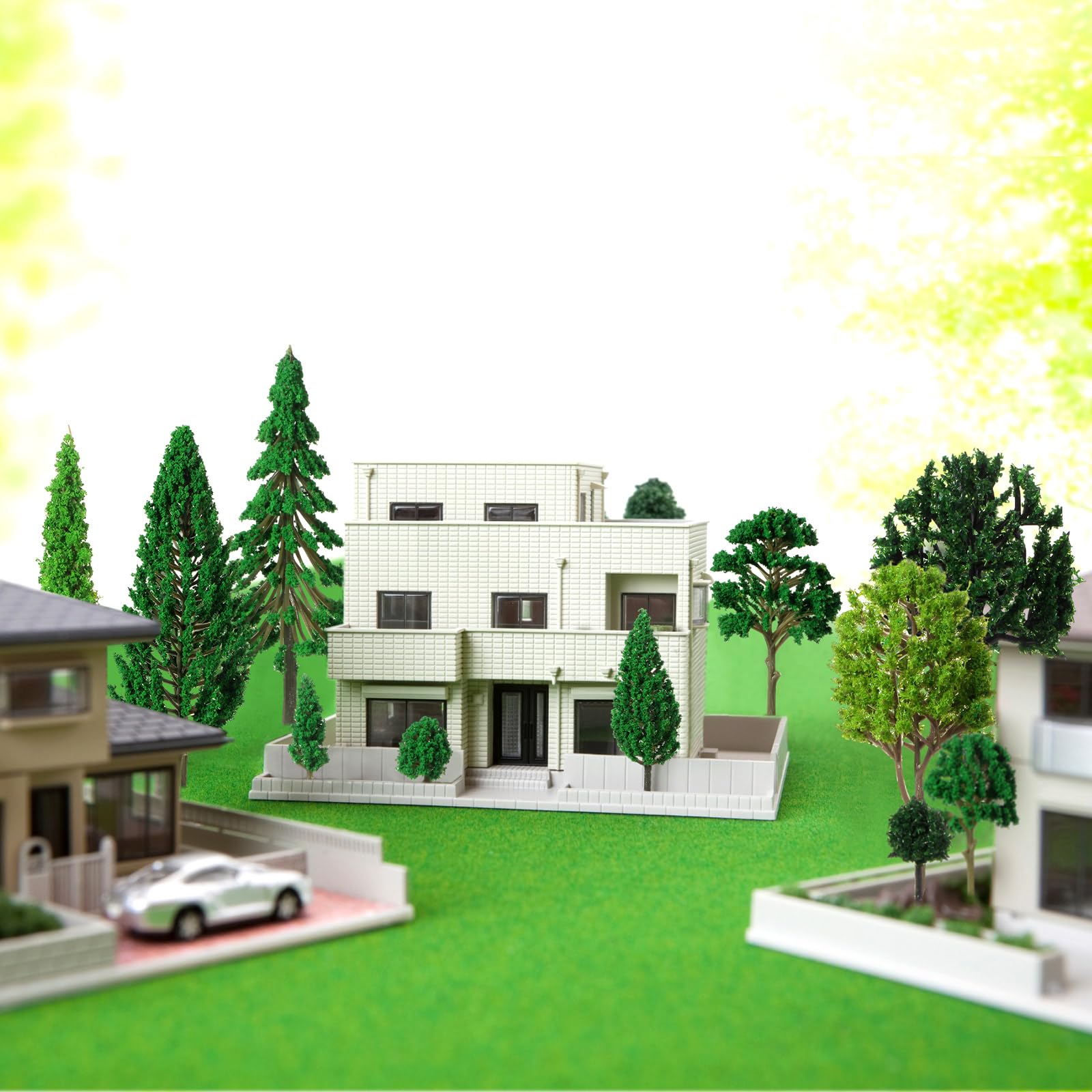 Skylety 70 Pieces Model Trees 1.2-6.3 Inch Mixed Model Tree Train Scenery Architecture Trees Fake Trees for DIY Crafts, Building Model, Scenery Landscape Natural Green(Vintage)