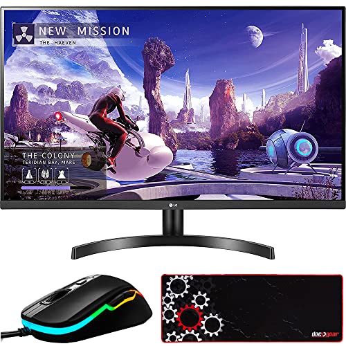 LG 27QN600-B 27" QHD 2560x1440 IPS Monitor with AMD FreeSync, HDR10 Bundle with Deco Gear Wired Gaming Mouse and Deco Gear Large Extended Pro Gaming Mouse Pad