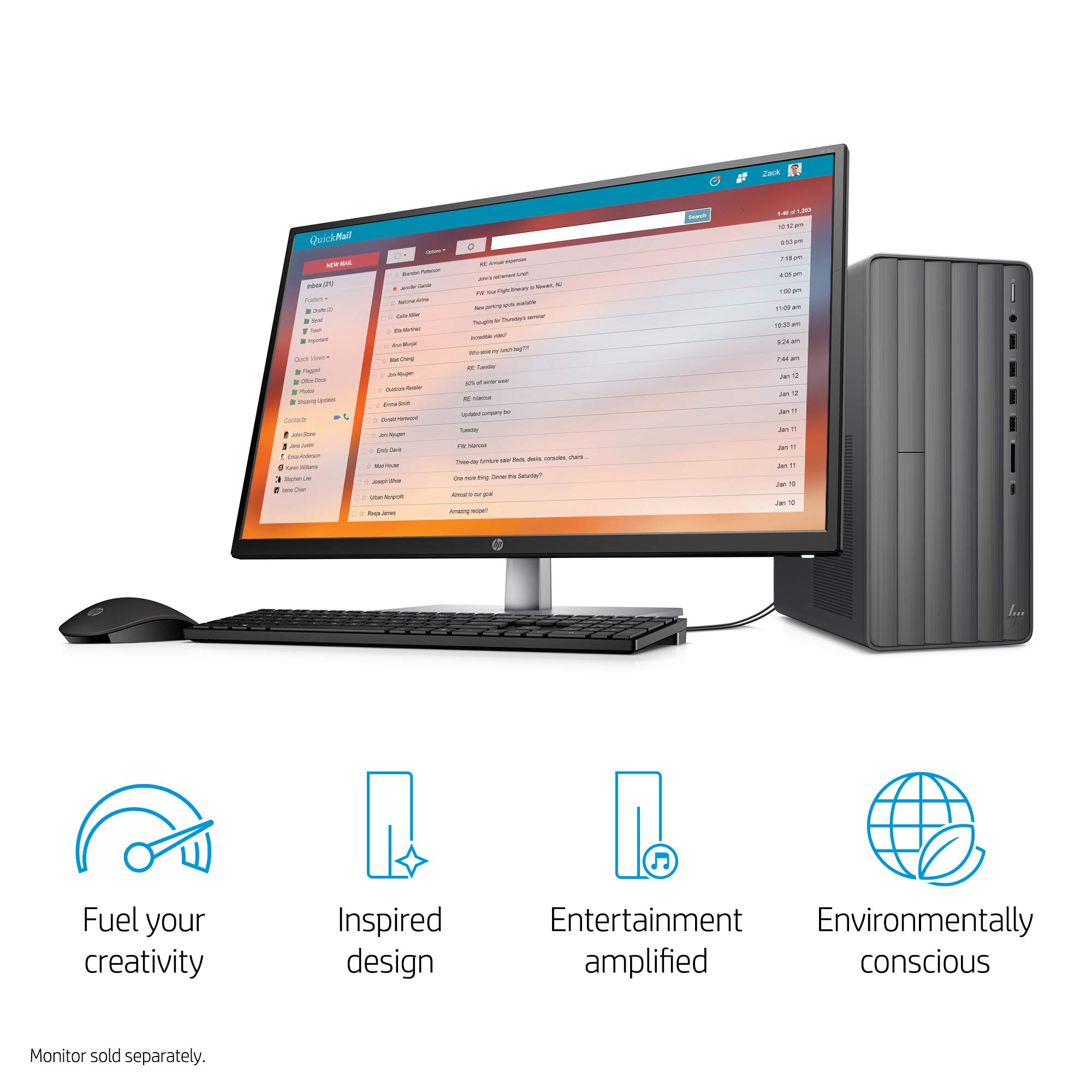 HP 2024 Newest Envy Desktop, Intel Core i5-13400, 16GB DDR4 RAM, 512GB SSD + 1TB HDD, Windows 11 Professional, Black