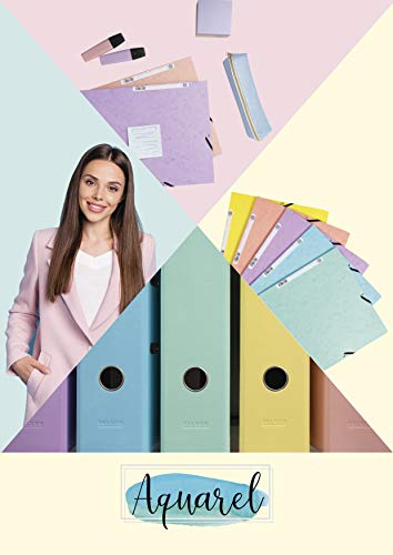 Exacompta 55560E Elasticated Document Folder with 3 Flaps in Glossy Card 400 g/m2 for A4 Document Filing Assorted Colours