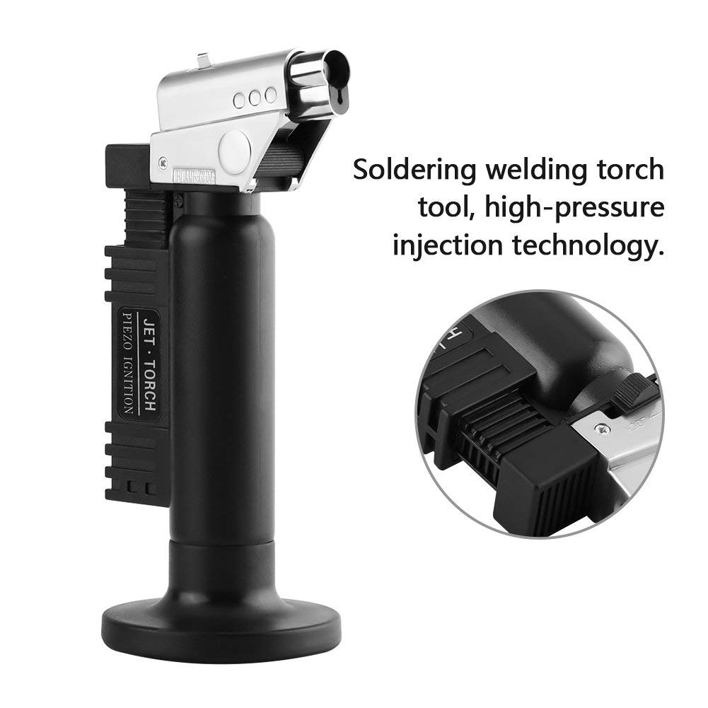 Kitchen Torch, Refillable Butane Torch Lighter Blow Torch with Safety Lock and Adjustable Flame for Baking, Cooking, Gold and Silver Jewelers, Metal Welding(Butane Gas Not Included)