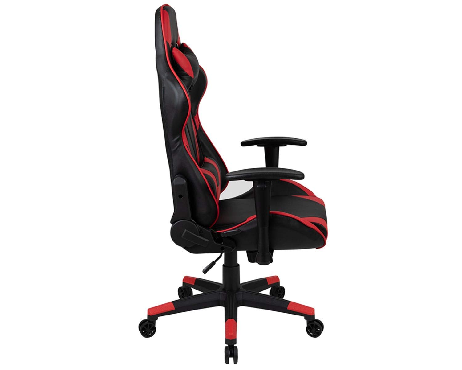 Flash Furniture X20 Fully Reclining LeatherSoft Racing Style Gaming Chair with and Lumbar Pillows, Ergonomic Padded Swivel Computer Chair, Red/Black