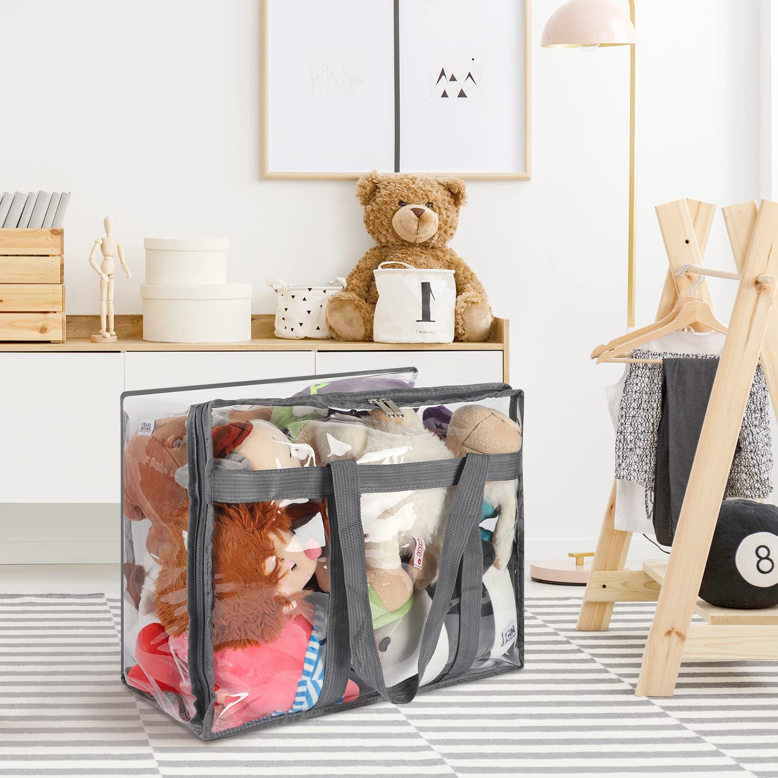 Fixwal 8 Pack Clear Clothes Storage Bags Vinyl Organizers with Sturdy Zippers Reinforced Handle Plastic Moving Totes for BlanketsLinen Bedding Duvet Transparent Space Saver Containers