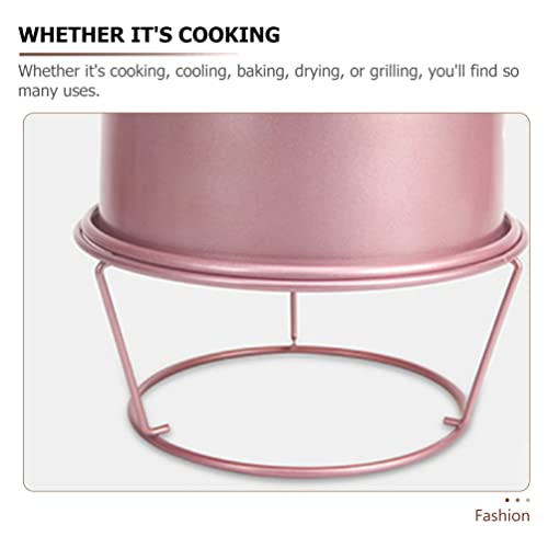 Luxshiny Bread Cooling Rack Alloy Round Chiffon Cake Cooling Rack Reusable Baking Cake Embryo Rack Cooling Bracket Kitchen Baking Accessories (Rose Gold)