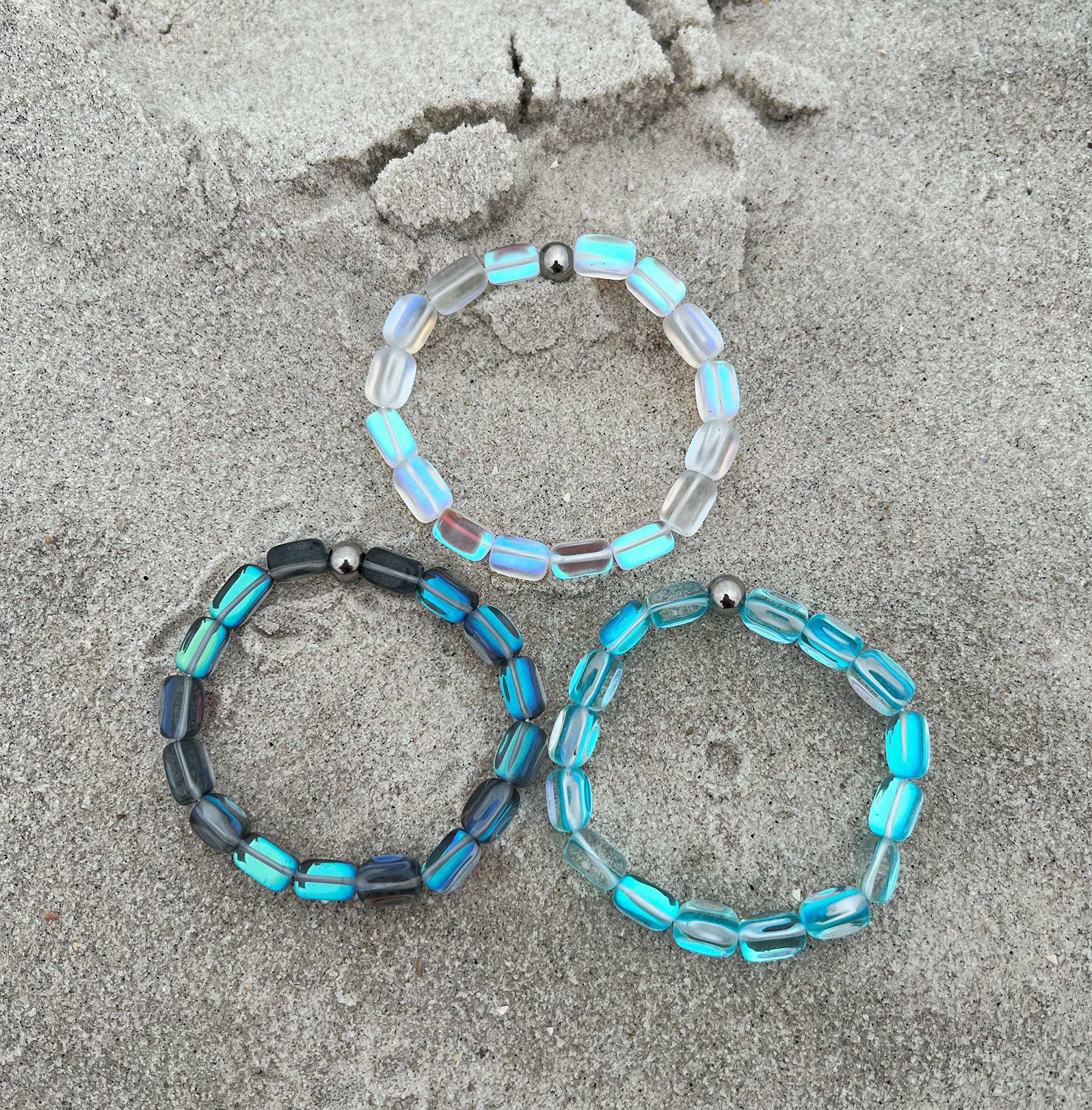 HOPE INSPIRED Mermaid Glass Bracelet with Pebble Shaped Illuminating Beads (Multipack)