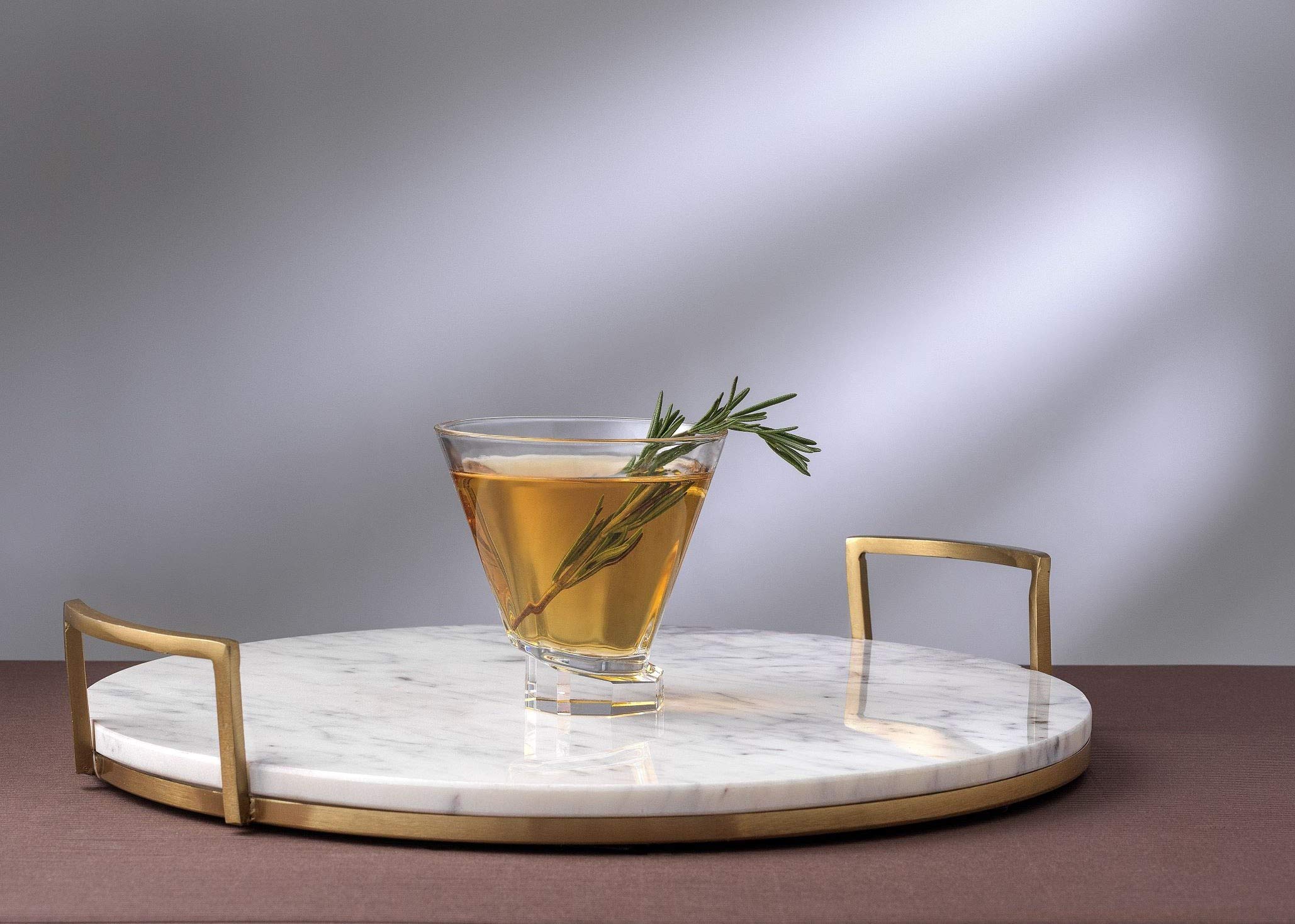 JoyJolt Aqua Vitae Martini Glass Set of 2. Crystal Glassware, Round Drinking Glasses with Off Set Octagon Base. Stemless Cocktail Glasses and Dessert Glasses. Unique Christmas Gifts
