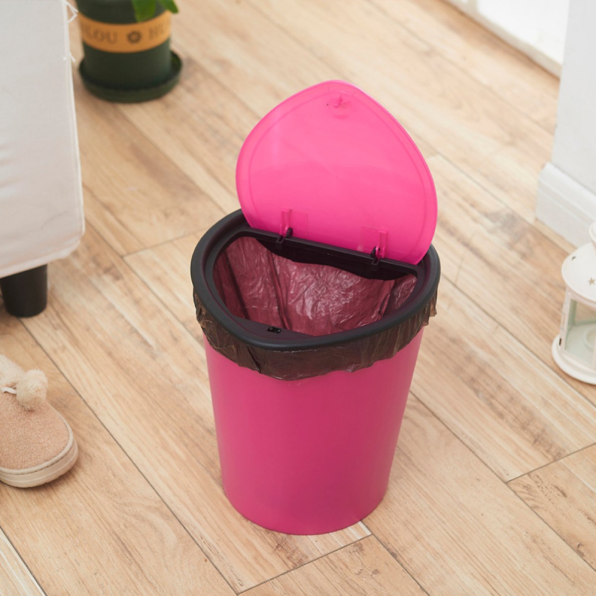 PalaeoWind Heart-Shaped Plastic Trash Can, Creative Fashion Home Kitchen Living Room Trash Can with A Lid Bedroom by Formula,Purple