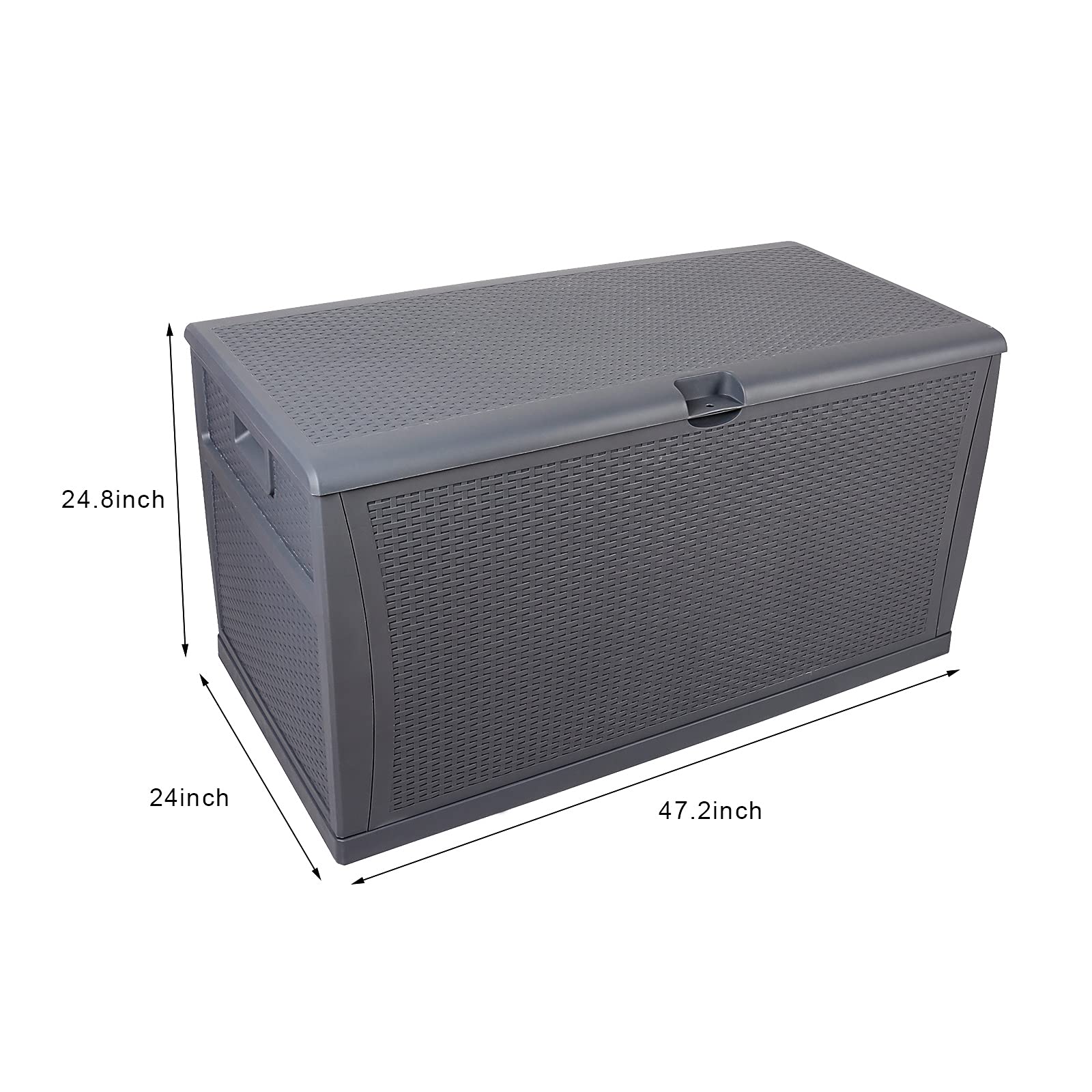 HomVent 120 Gallon Resin Rattan Deck Box, Waterproof Storage Deck Box, Outdoor Storage Container Rattan Style Storage Box for Patio Gardening Tools, Cushions, Pool Accessory, Pillows (Grey)
