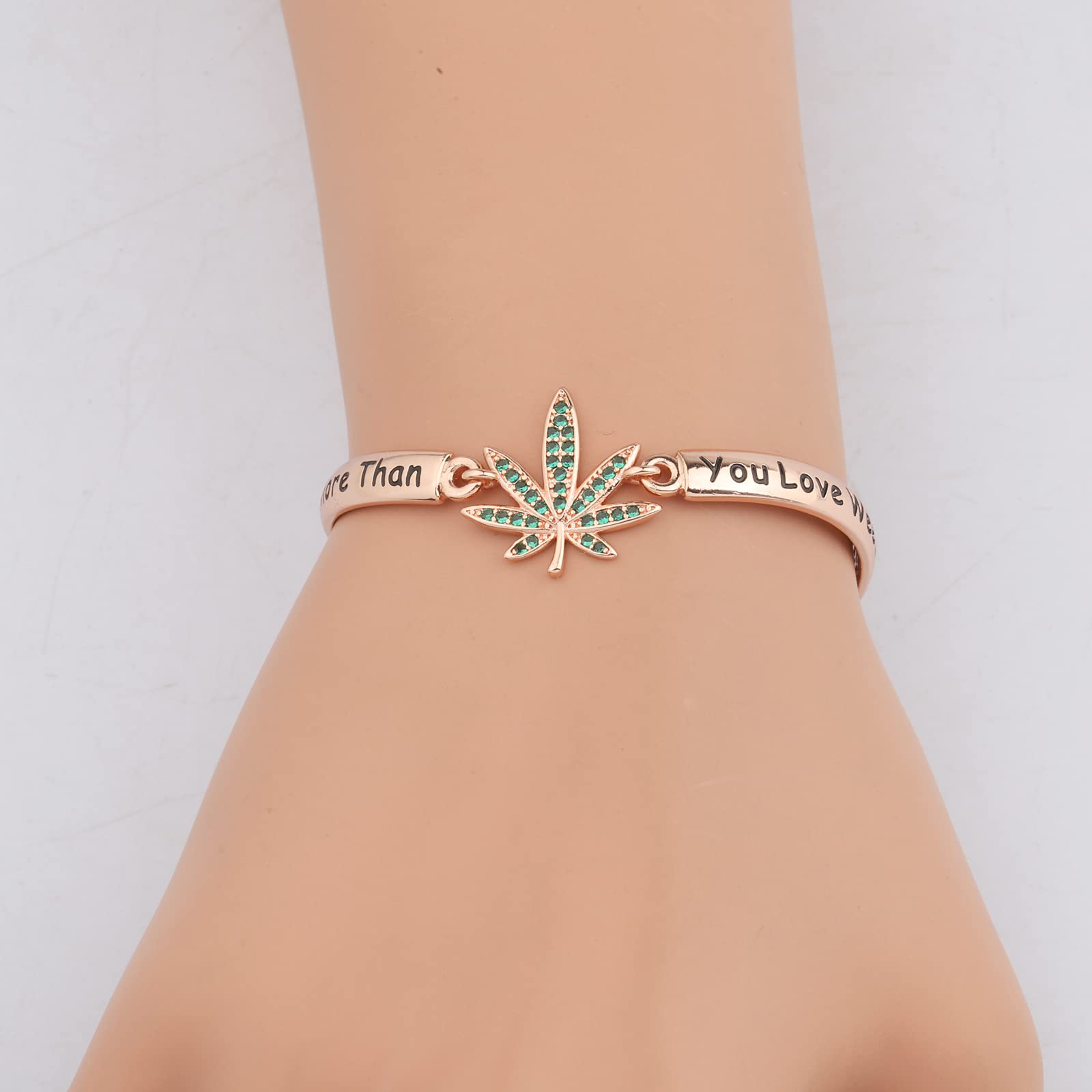 FOTAP 420 Gift Marijuana Jewelry I Love You More Than You Love Weed Bracelet Weed Gift Valentineās Gift (Weed RG-B)