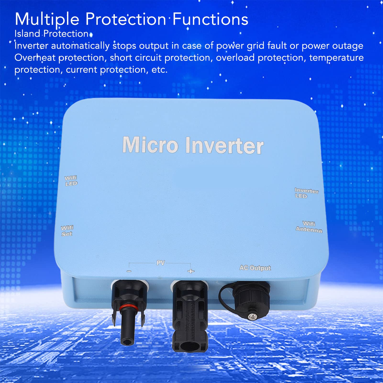 Grid Tie Inverter, DC PV Input MPPT Pure Sine Micro Inverter, WiFi or Mobile APP Monitor, Automatic Power Lock, 120V Waterproof Solar Panel Inverter with Integrated AC Output