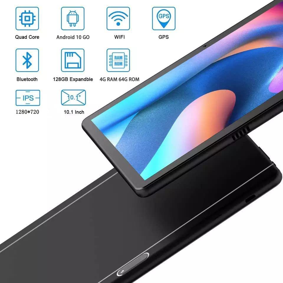 IOD Tablet 10 Inch Android 10 GO, 1.5 GHz Quad-Core A133 Processor ,4GB RAM 64GB ROM, 1280 x 720HD IPS Display, 5000mAh Battery, Support WiFi, Bluetooth
