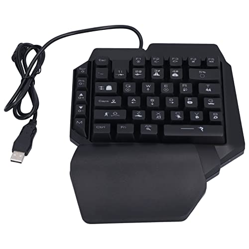 Janzoom Gaming Keyboard, RGB Rainbow Backlit One Handed Keyboard Non‑Conflict Keys Ergonomic Design Wide Compatibility for Computer