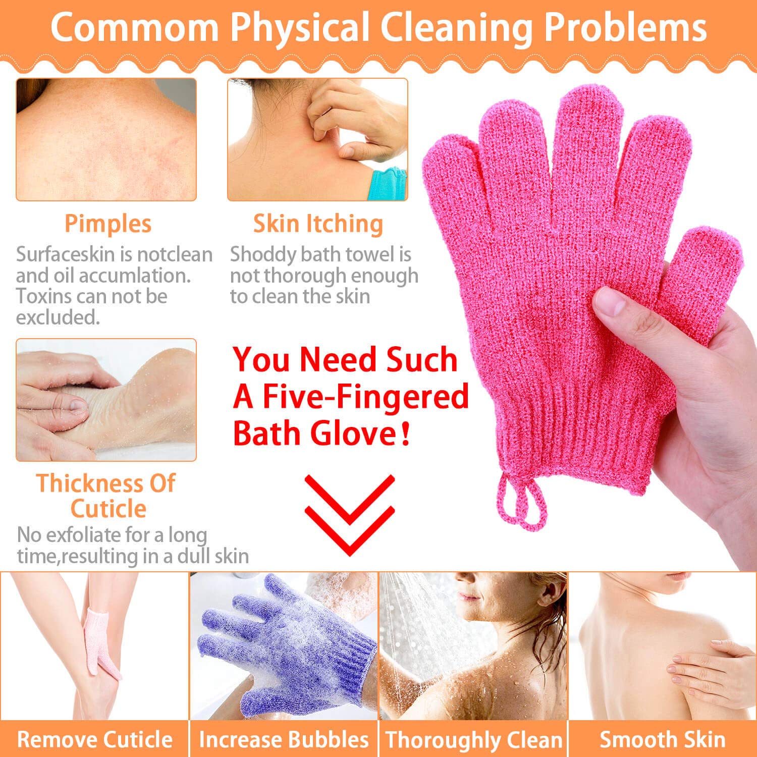 Exfoliating Gloves, Anezus 12 Pairs Scrub Gloves Exfoliating Shower Bath Scrub Gloves Bulk for Shower, Bath and Body Scrub Exfoliator (12 Colors)