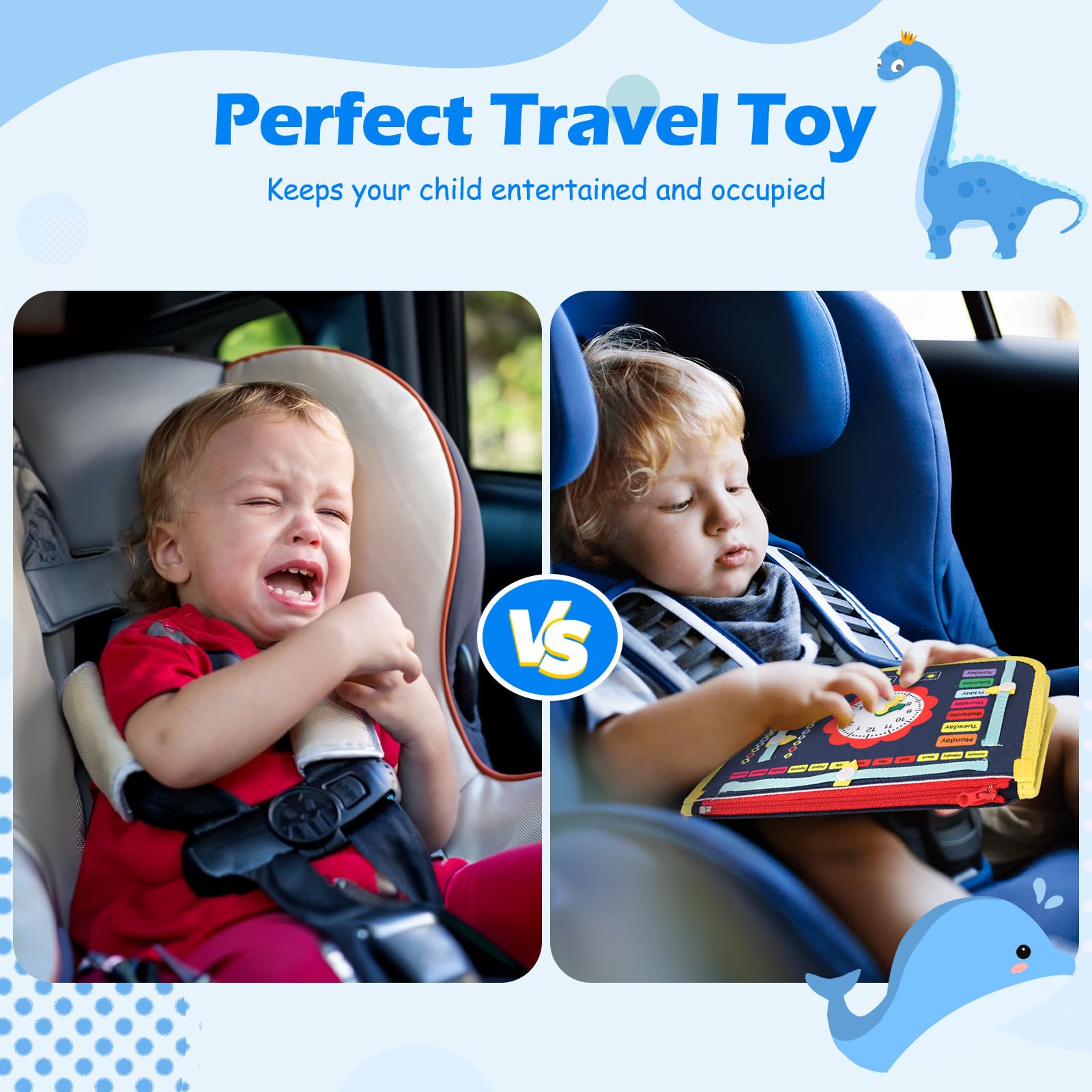 GOLDTIMO Busy Board Bag, Toddler Travel Bag, Quiet Book Bag,