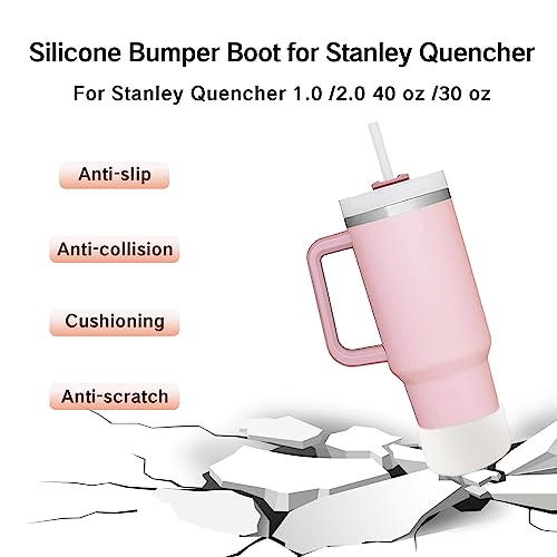 UMUST 8 Pcs for Stanley Cup Accessories, Silicone Spill Proof Stoppe & Silicone Bumper Boot,Leakproof Silicone Seal Kit & Water Bottle Bottom Sleeve for Stanley Cup1.0 40 oz 30 oz (Clear*4 & Pink*4)