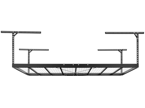 NewAge Products 4 ft. x 8 ft. VersaRac Pro Adjustable Overhead Garage Storage Rack, Heavy Duty Steel Garage Storage Organization, Ceiling Storage Racks, 800lbs Weight Capacity, (Black), 41200