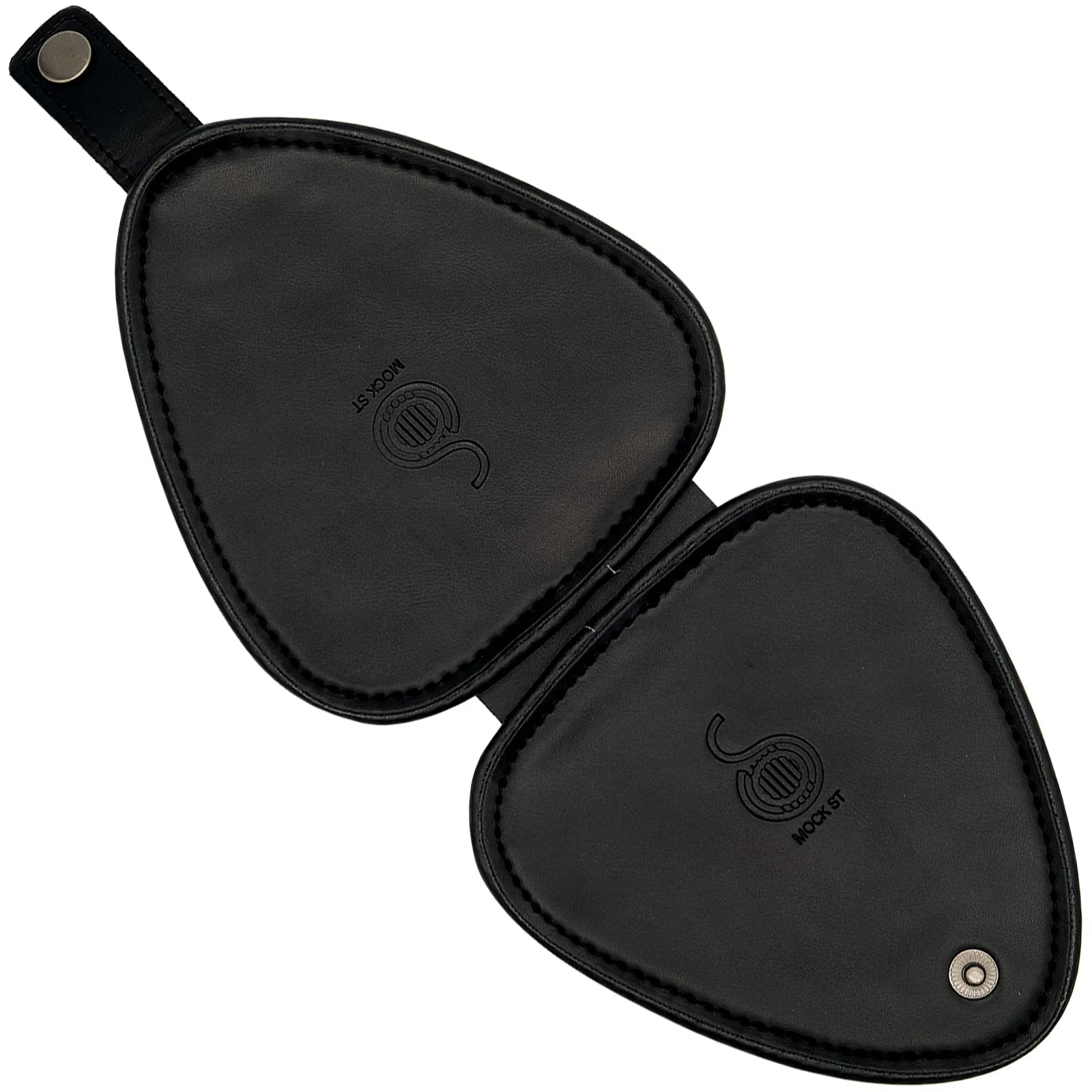 Guitar Pick Holder Case Bag with 22 guitar picks, High-grade pure leather, Gift for Guitar Players (black)