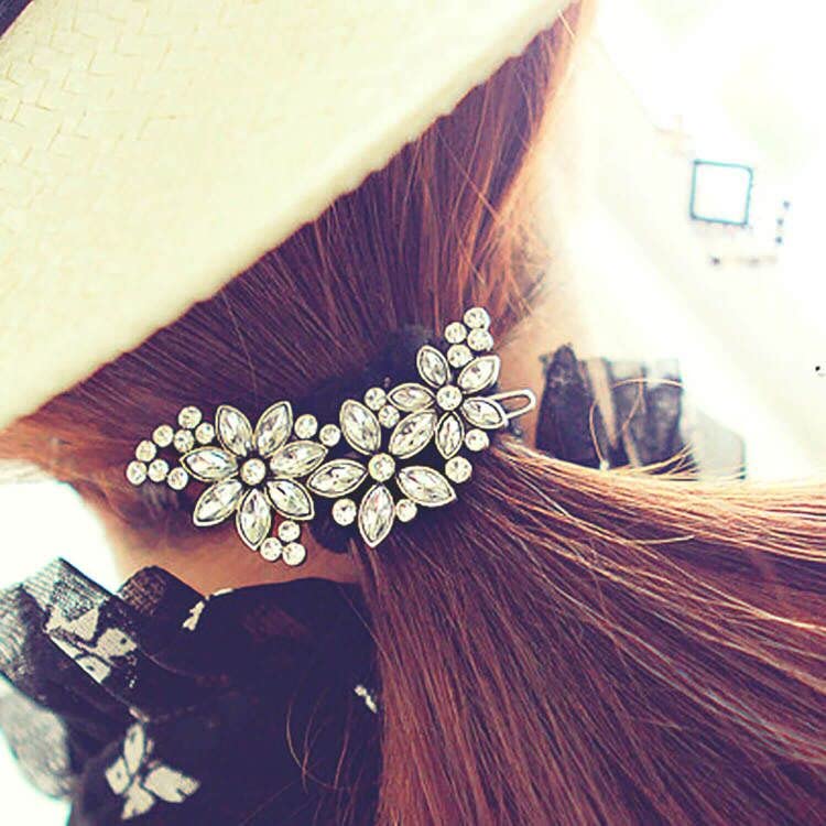 Goledwedy Crystal Flower Bridal Hair Clips(2 packs) Rhinestone Wedding Hair Clips For Brides