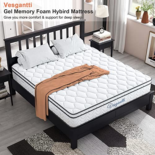 Vesgantti Queen Size Mattress, 12 Inch Hybrid Queen Mattress in a Box, Queen Bed Mattress with Memory Foam and Pocket Spring, Ergonomic Design & Pressure Relief, Medium Firm Feel, 60"*80"*12"