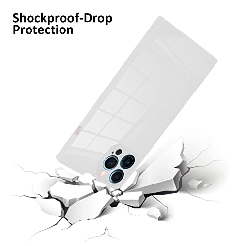 LSL for iPhone 12 Pro Max Case Square White Soft TPU Bumper Anti-Drop Anti-Scratch Shock Absorption Protective Wireless Slim Cover Compatible with iPhone 12 Pro Max 6.7 Inch for Women Girls Men