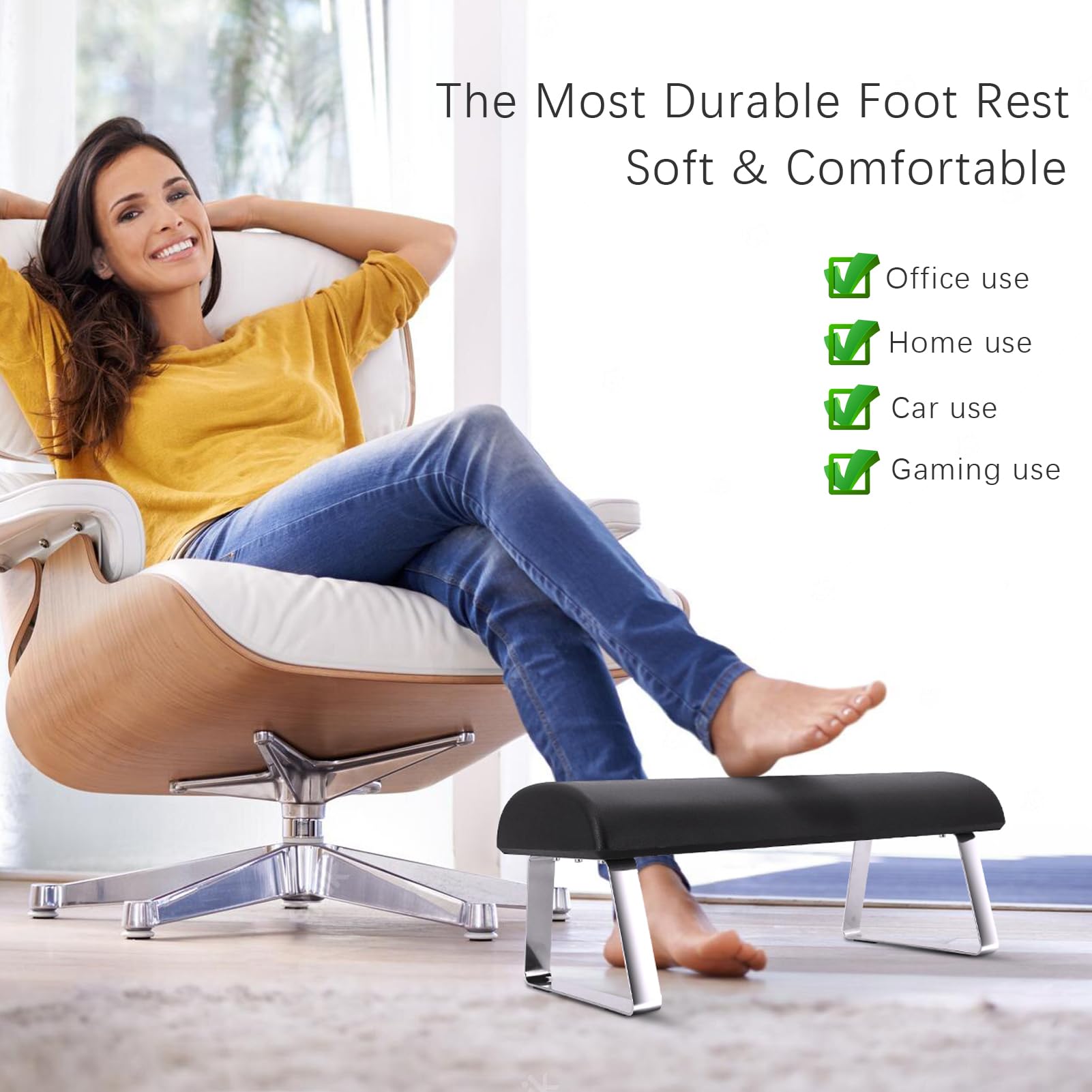 Foot Rest Under Desk, Sturdy Foot Rest for Under Desk at Work, Ergonomic Office Foot Rest Cushion for Women Men, Made of New Memory Foam, More Durable, Black