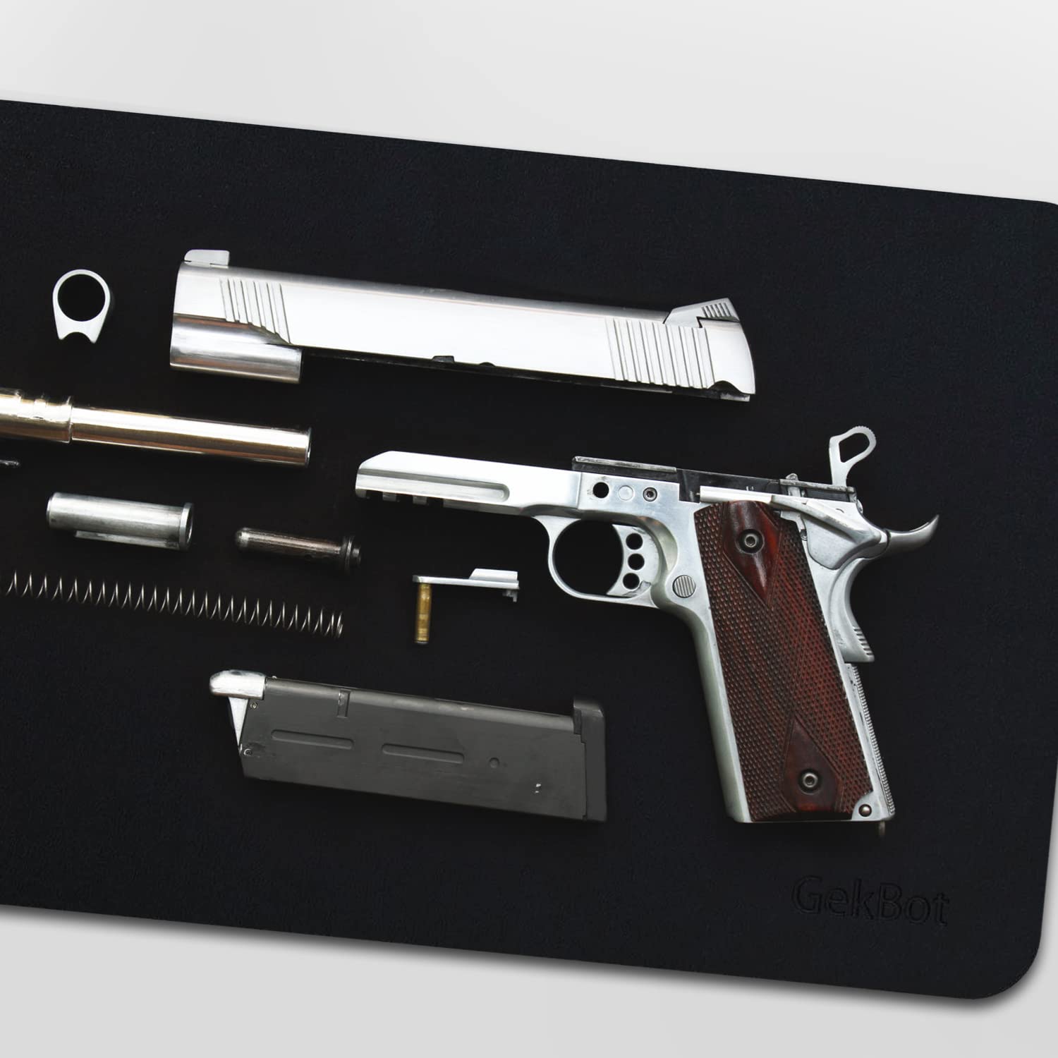 Gun Cleaning Mat, 31.5"x15.7" Desk Pad, Rifle Pistol Gun Mat, PU Leather, Non-Slip, Waterproof Workbench Mat, Large Desk Blotter Protector (Black)