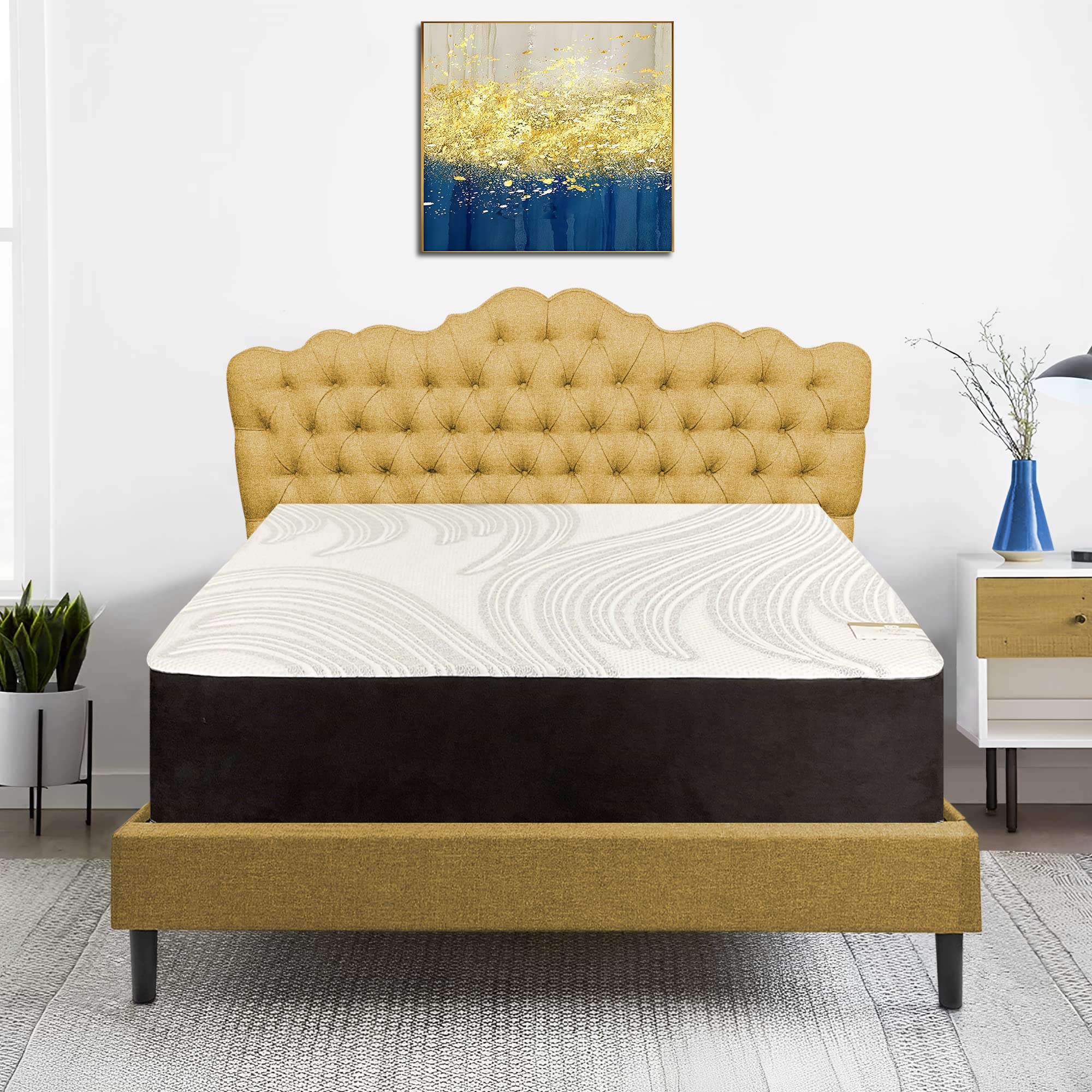 Nutan 10" Plush Gel Memory Foam Mattress with Box Spring for Ultimate Comfort, Help Maintain Sleeping Position and Posture, Complete Body Support at Every Side, Full XL