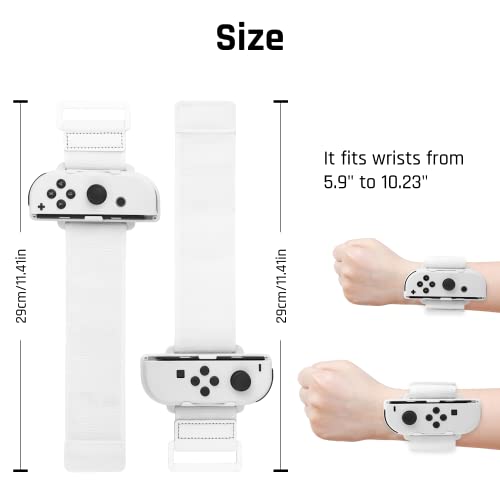 FANPL Wrist Bands for Dance 2024/2023/2022/2021/2020, Adjustable Elastic Straps for Nintendo Switch & Switch OLED Joycon Controller, 2 Pack Switch Dance Game Accessories for Adult and Kids - White