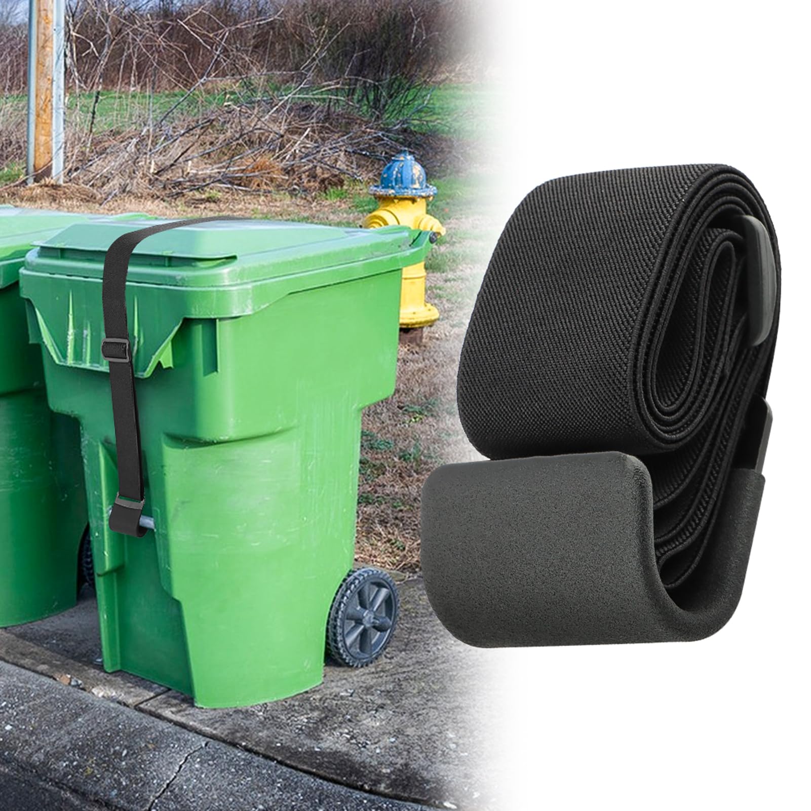 JIANWEI Trash Can Lock, Universal Garbage Can Lock for Animal, Adjustable Trash Can Lid Strap, for Outside Use to Prevent Raccoon and Wind from Tipping Over Trash Bin(black)