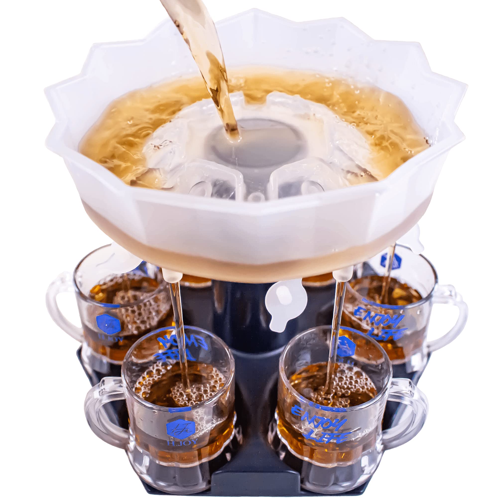 H.JOY Shot Dispenser, Unleash the Joy of Effortless Pouring for Social Gatherings and Parties - Pour 6 Shots Simultaneously with Unmatched Style, and Reliability (Nocturne Blue Black)