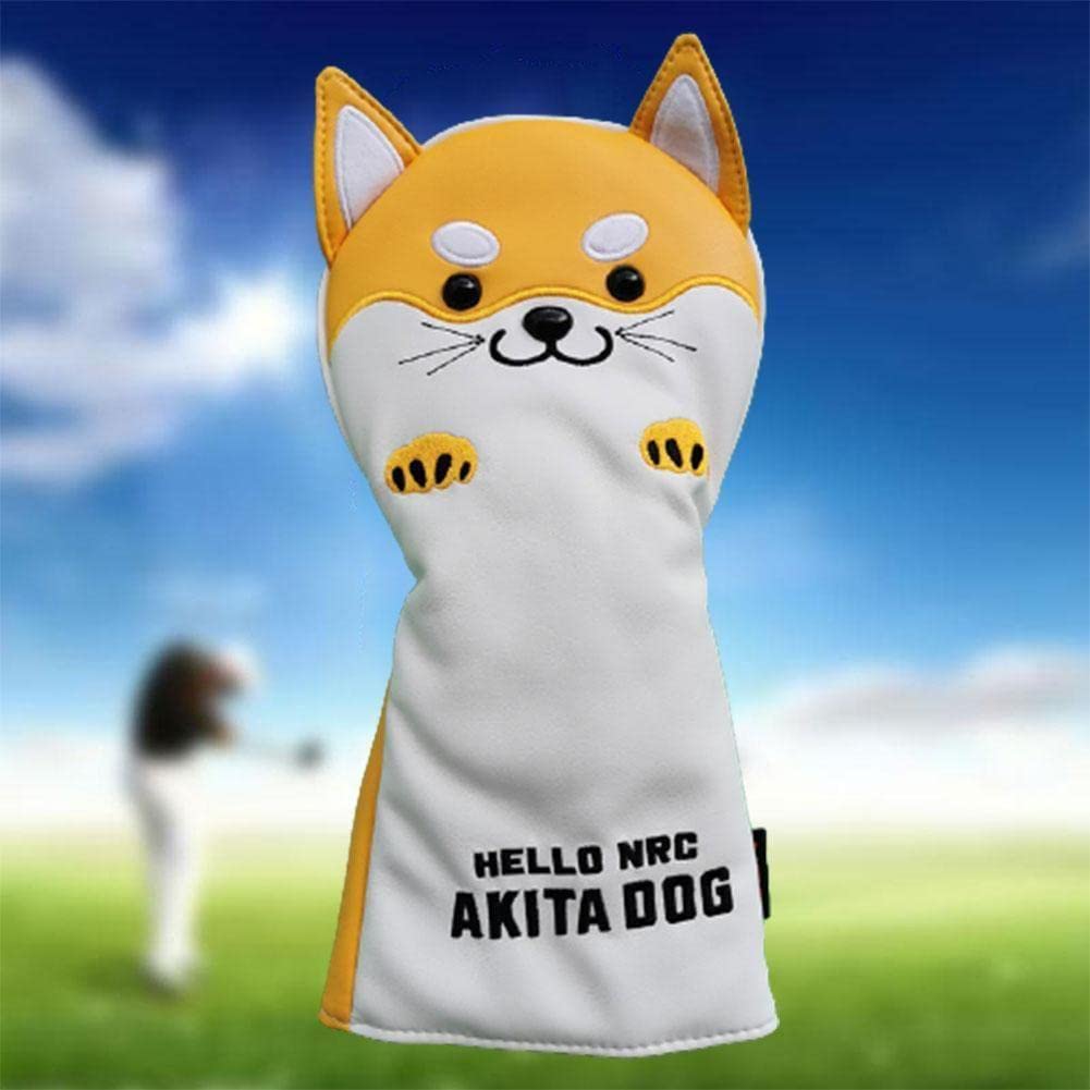 Golf Cover Cute Akita Golf Club Cover for Driver Fairway Hybrid Wood Covers Protector Putter Leather Pu