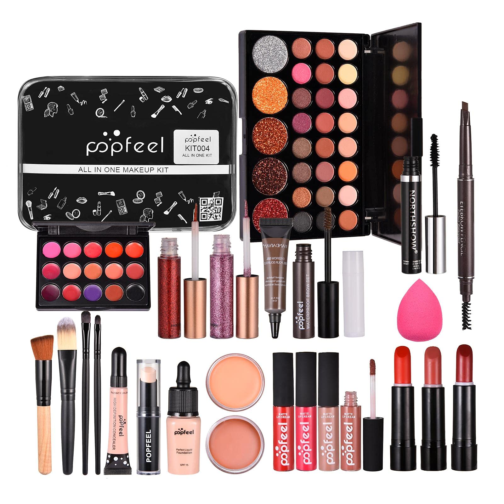 Full Makeup Kit For Women, All-in- Makeup Set, Makeup Gift Set for Girls Makeup Essential Starter Kit Includes Lip Gloss Blush Brush Eyeshadow Foundation