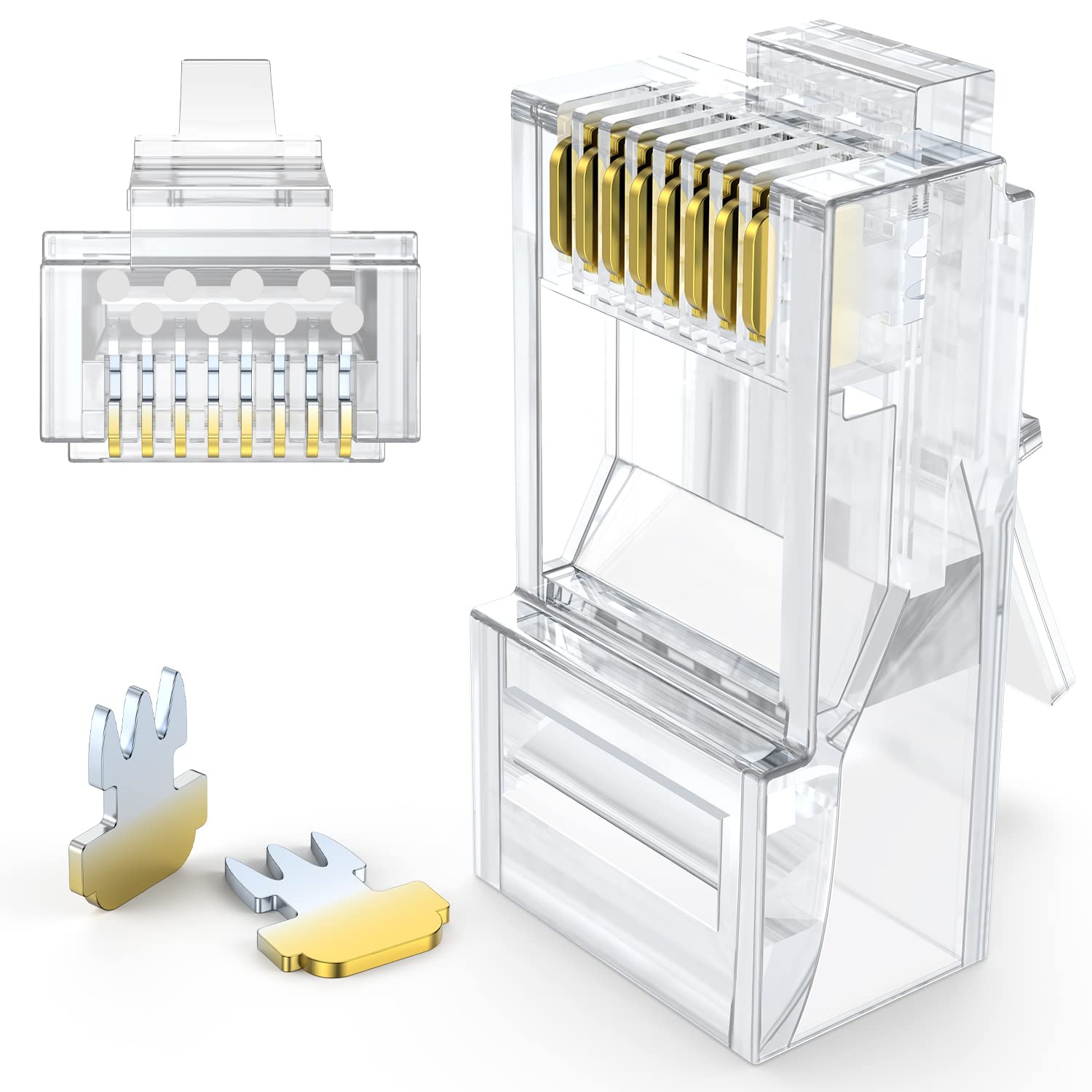 IIABC RJ45 Connectors, 120-PACK Cat6 Connector Cat5e Connectors RJ45 Ends Ethernet Cable Crimp Connectors UTP Network Plug for Solid or Stranded UTP Cable
