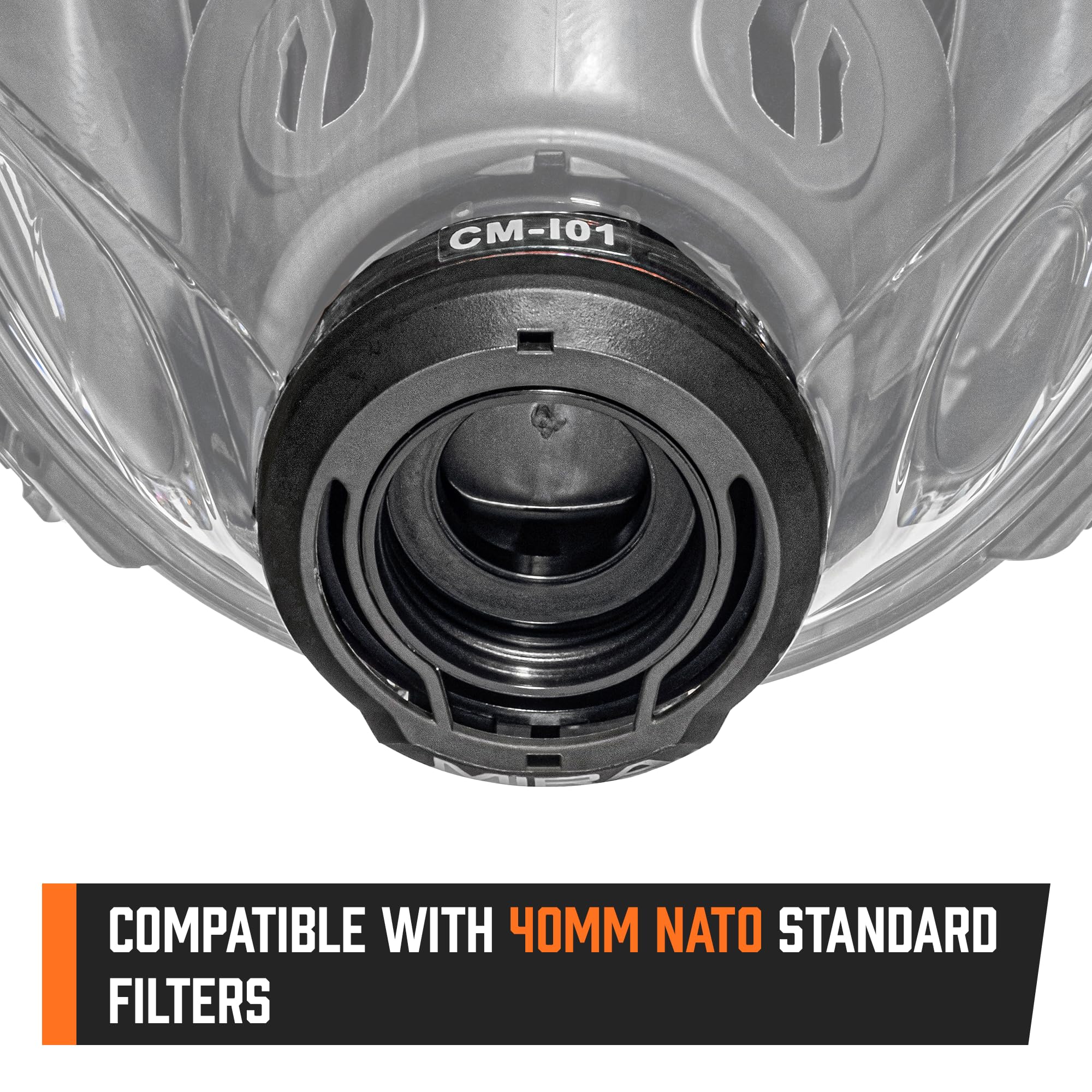 MIRA Safety CM-I01 Full-Face Industrial-Grade Gas Mask with 40mm NATO Filter Compatibility and Advanced Valve Design (Black)