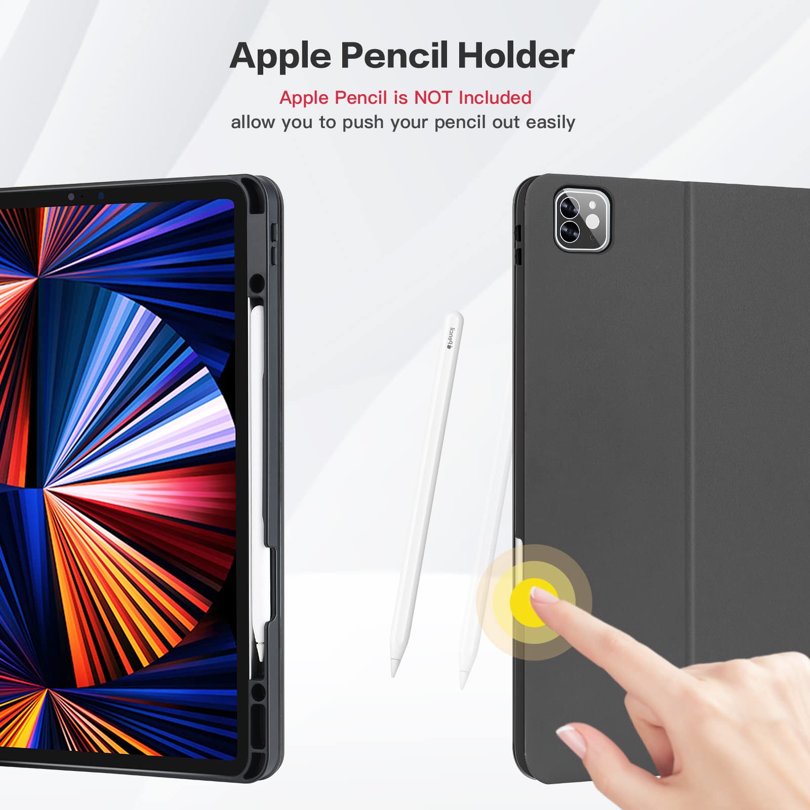 iPad Pro 12.9 6th Generation Case 2022, iPad 12.9 Pro Case 5th Gen 2021 with Pencil Holder, Slim Minimalist iPad Pro 12.9 Inch Cover with Auto Wake/Sleep and Magnetic Closure, Gray