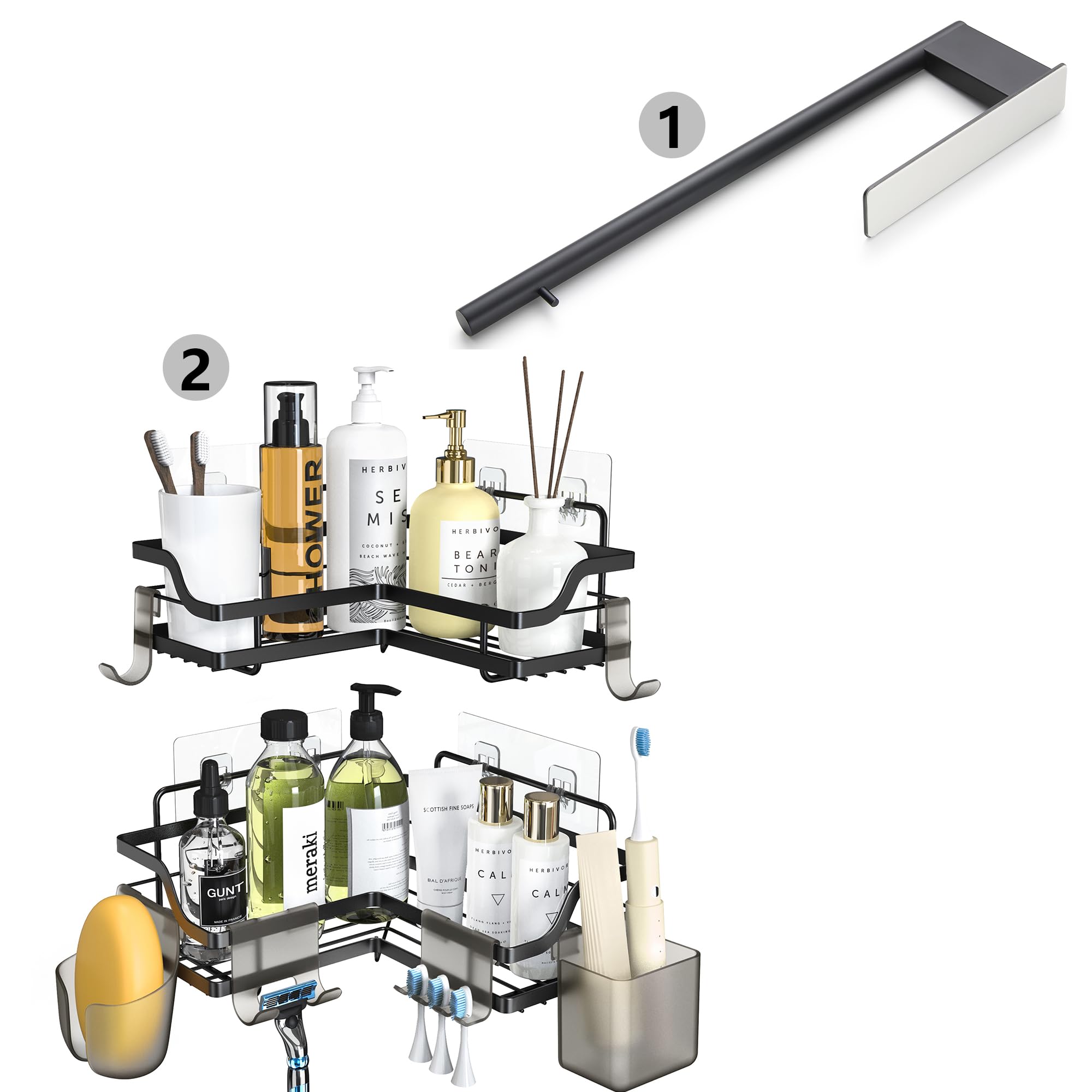 ENIBOE Corner Shower Caddy and Paper Towel Holder