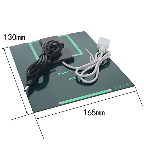 Heyiarbeit 1 Pcs 5V 3.5W Small Polysilicon Epoxy DIY Solar Panel Module 130mm x 165mm/5.12" x 6.50"(L*W) with Wire USB Port Plug for Cell Charger