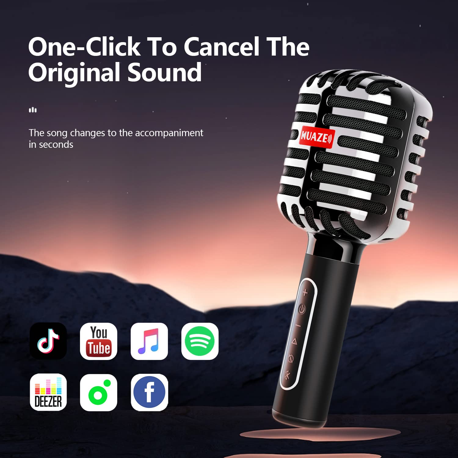 HUAZE Wireless Bluetooth Karaoke Microphone Portable Handheld Karaoke Singing Speaker Microphone Mini Karaoke Machine System for Kids and Adults Connected PC Devices Smart TV/All Smart Phones