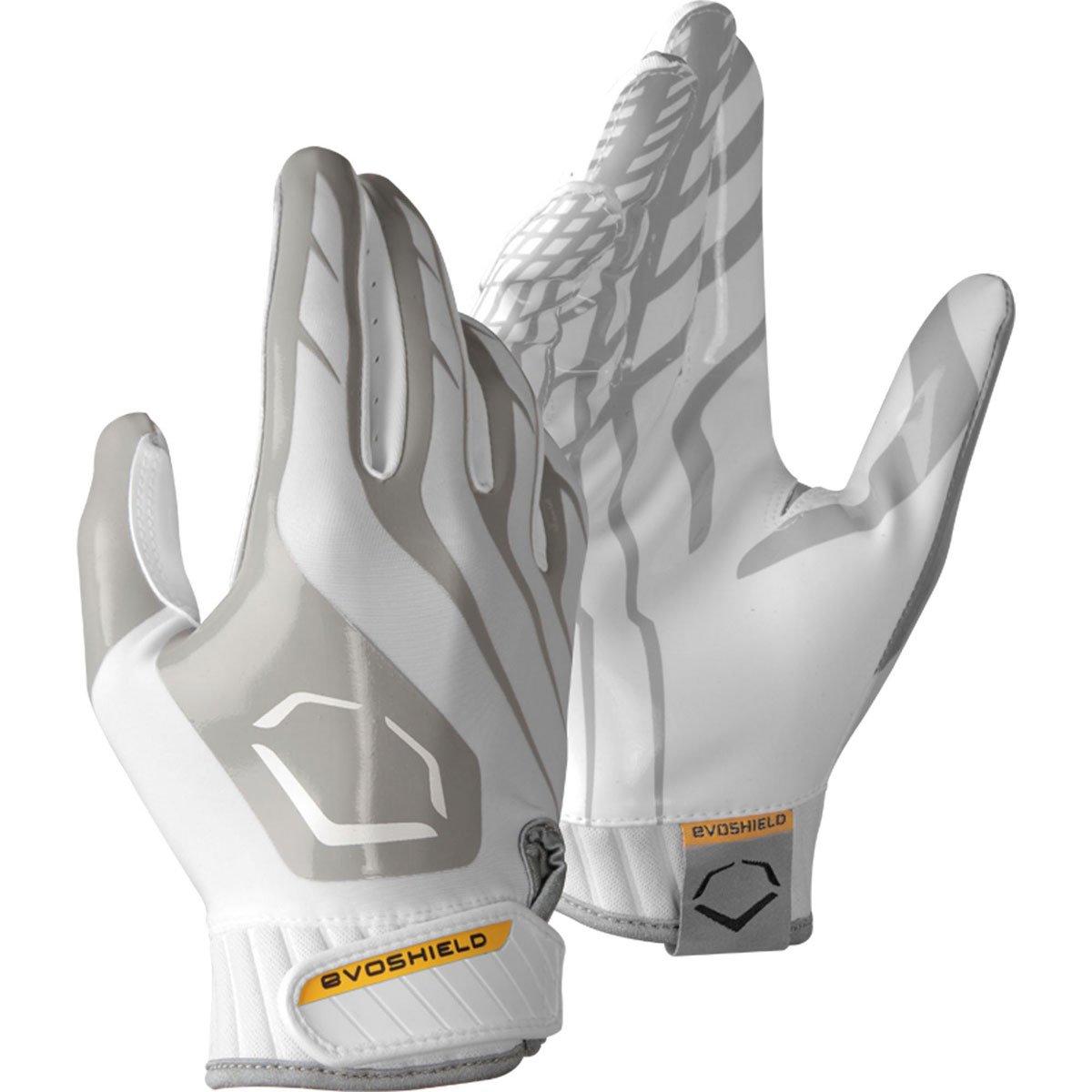 Evoshield Adult Evoflash Receiver Football Gloves (White/Grey, Large)