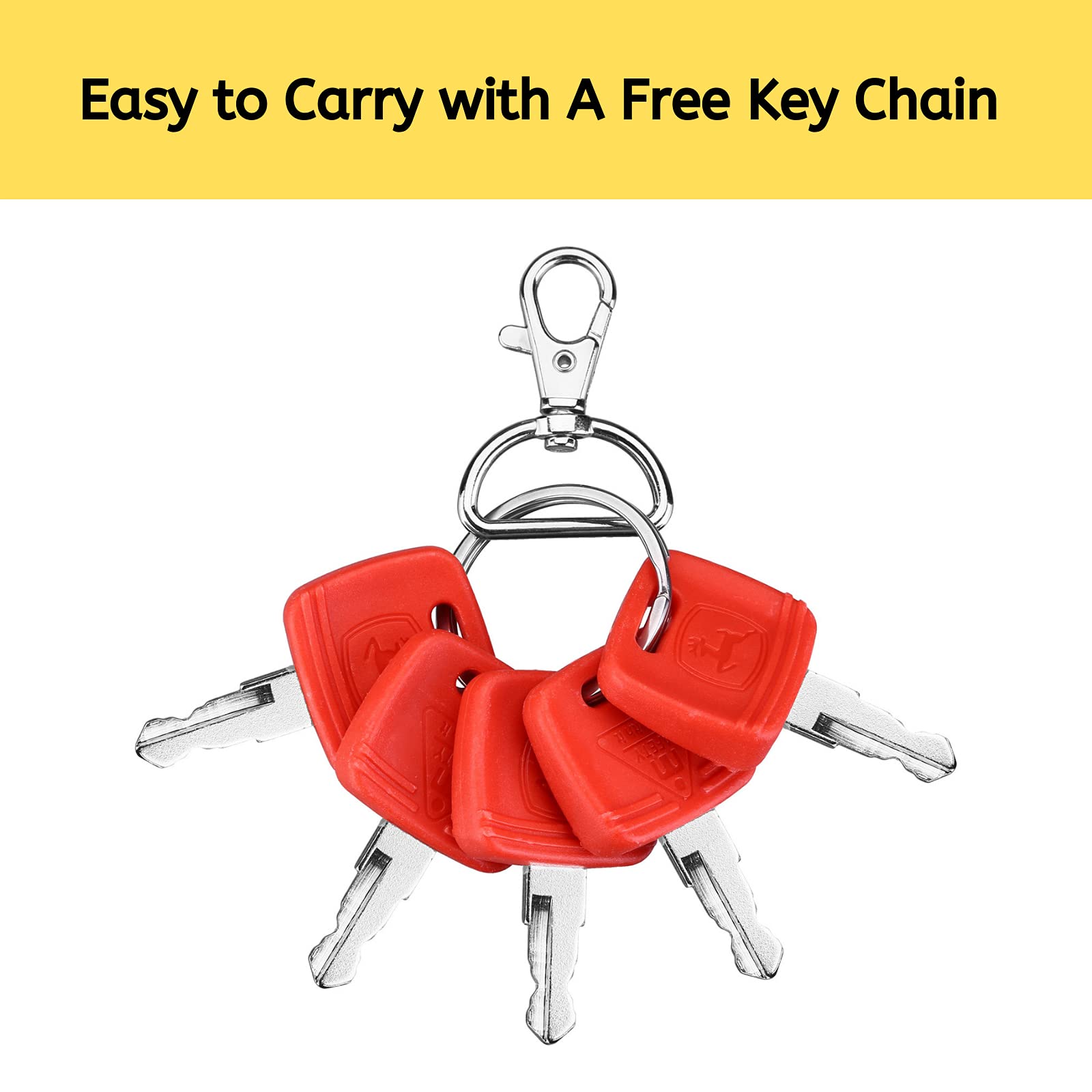 Fourtry RE183935 Ignition Key Compatible with John Deere Tractor - RE71557 Tractor Ignition Key Fit for John Deere 3033R 3320 5525 5045 3120 Farm Tractor, Keys 5 Pcs with 1 Keychain, Replace RE43492