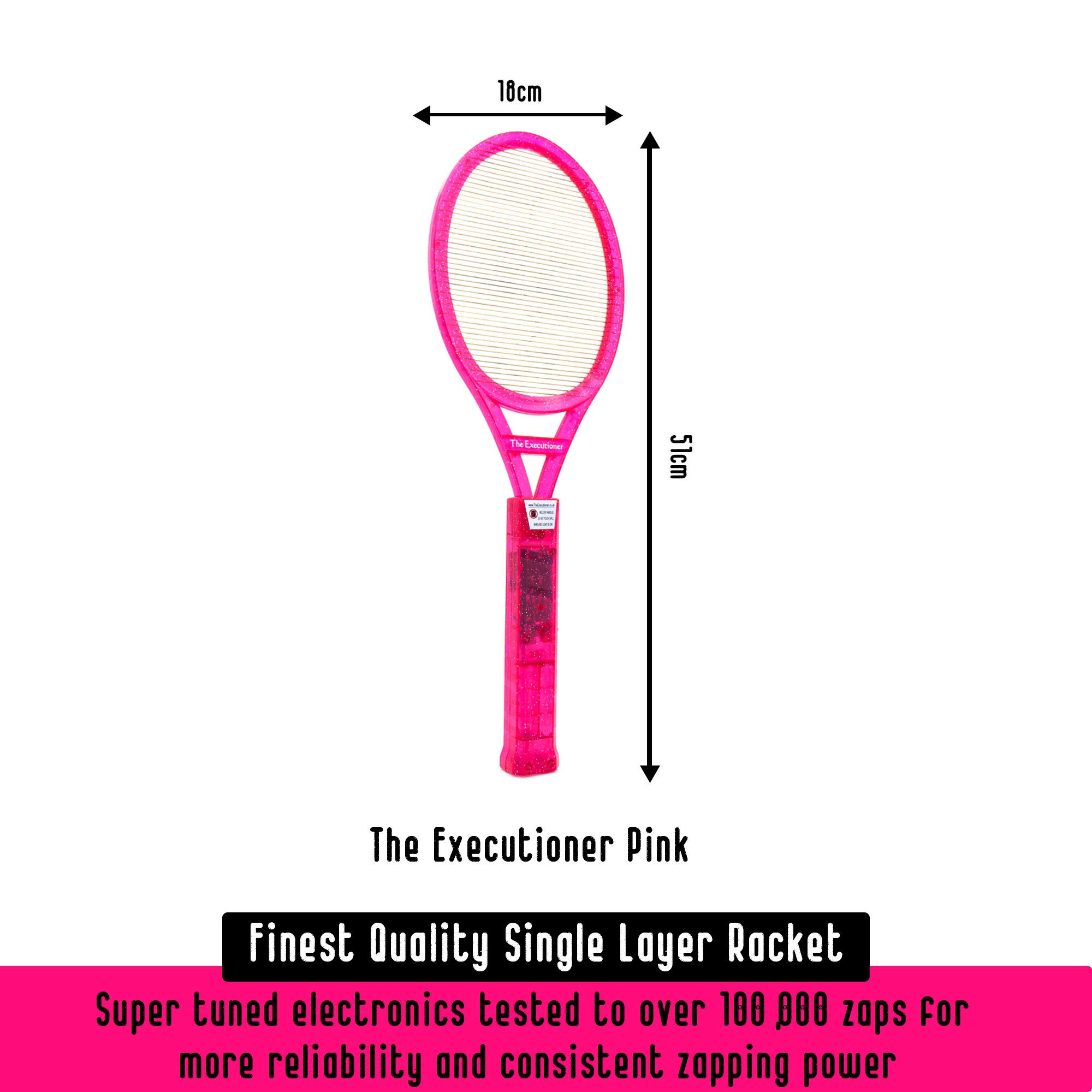 The Executioner Fly Zapper Mosquito, Wasp, Bug, Insect Killer Swatter Electric Fly Zapper Racket Single Layer for Efficient Zapping Indoor Outdoor (Pink)