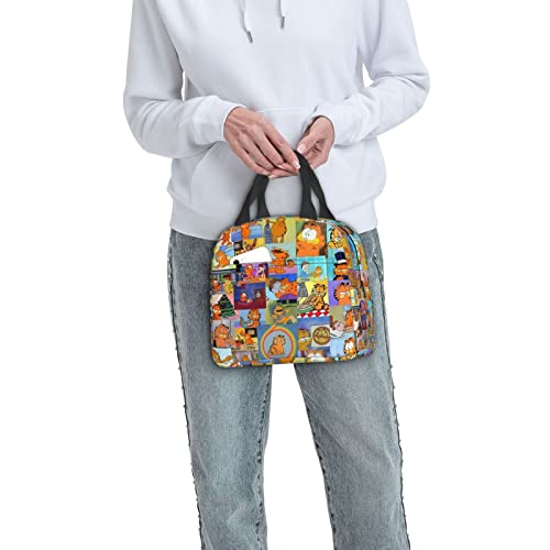 lxiygzu Garfield Overload Lunch Bag Reusable Insulated Cooler Lunch Box Cute Leakproof Thermal Lunch Tote Bag For Work Picnic Beach Office