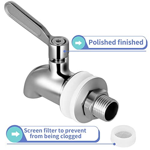 MOLIGOU 2 Pack Beverage Dispenser Replacement Spigot, Stainless Steel Spigot for Drink Dispenser, Water Dispenser Replacement Spout, Fits 5/8 inch Opening